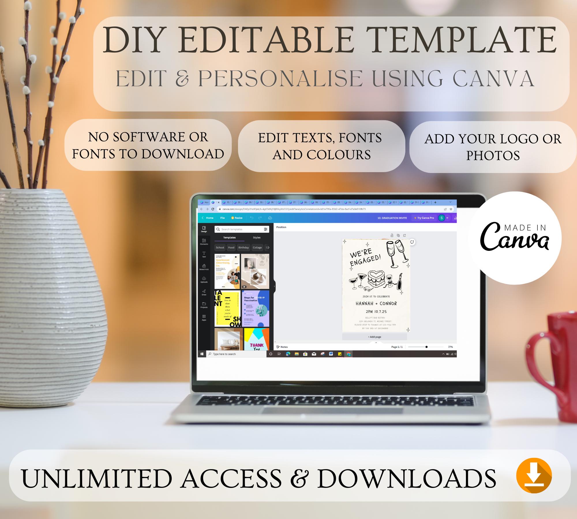 Artistic Engagement Party Invitation, Unique Hand Drawn Engagement ...