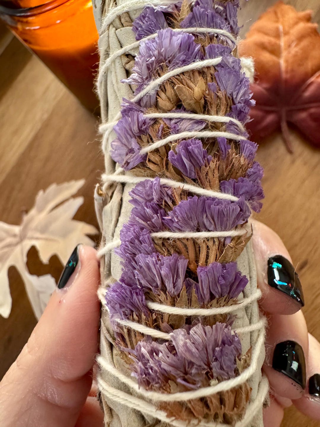 Sage Smudge Stick With Purple Statice | Handmade Cleansing Wand - Etsy