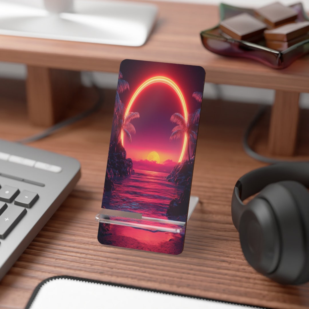 Neon Retro Sunset Phone Stand Design | Sunset Art | Old Time Design ...
