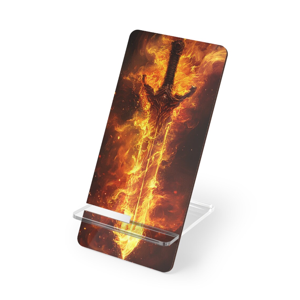 Demonic Flaming Sword Phone Stand | Gift for Nerd | Man Cave Decor ...