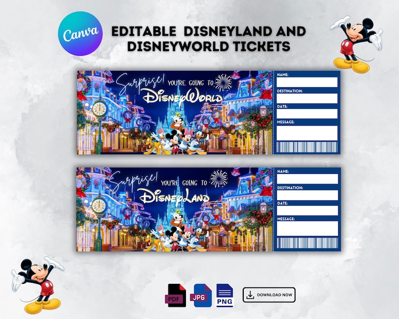 Plantilla imprimible de boletos para viajes sorpresa a Disneyland ...