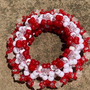 Red & White Kandi Cuff Beaded Kandi Bracelet for Raves - Etsy