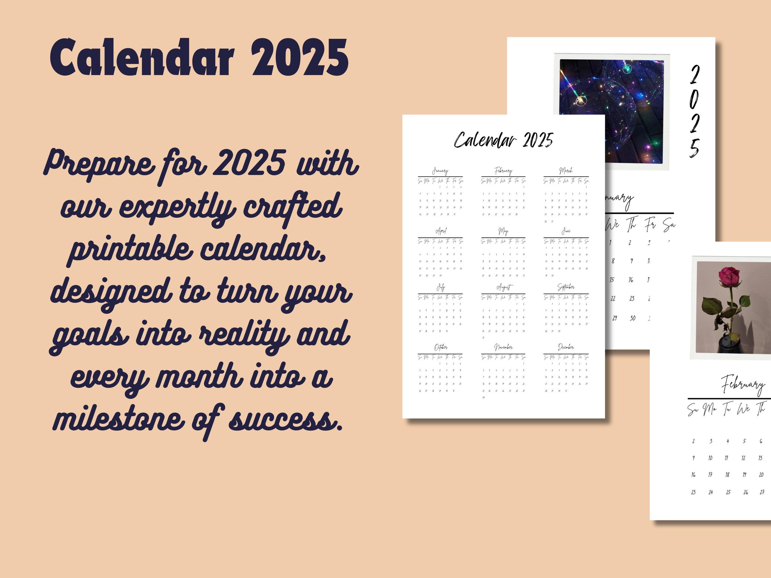 Calendar, Calendar 2025, Calendar Template, Calendar 2025 Printable ...