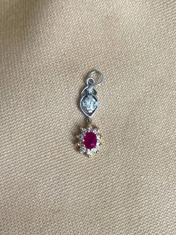 Ruby Sun with Diamond Details 14k Gold Pendant - Gem