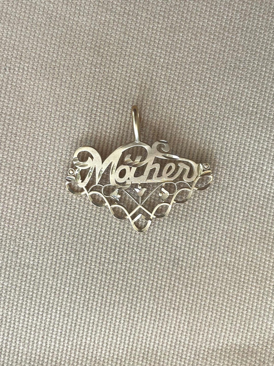 14k Gold “mother” Pendant • Vintage Gold Statement Charm • Gold Charm ...