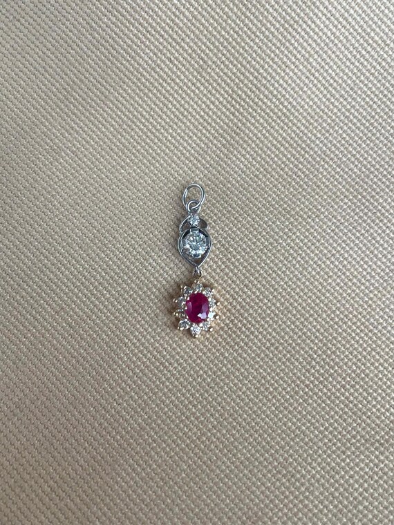 Ruby Sun with Diamond Details 14k Gold Pendant - Gem