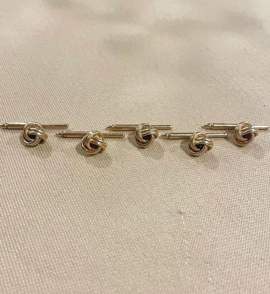Set of 5 Vintage 14k Gold Knot Tuxedo Buttons • Classic Men’s ...