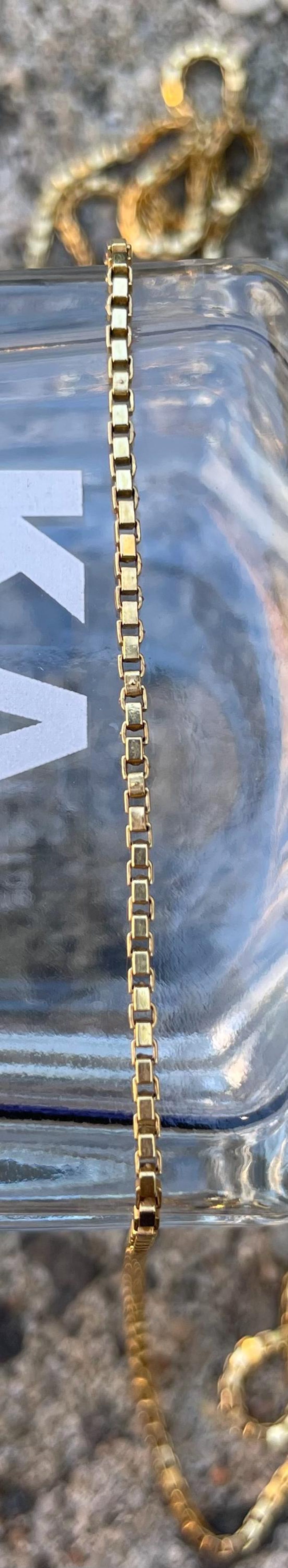 18k Gold Box Chain Necklace • Vintage Yellow Gold Chain • Timeless 18k ...