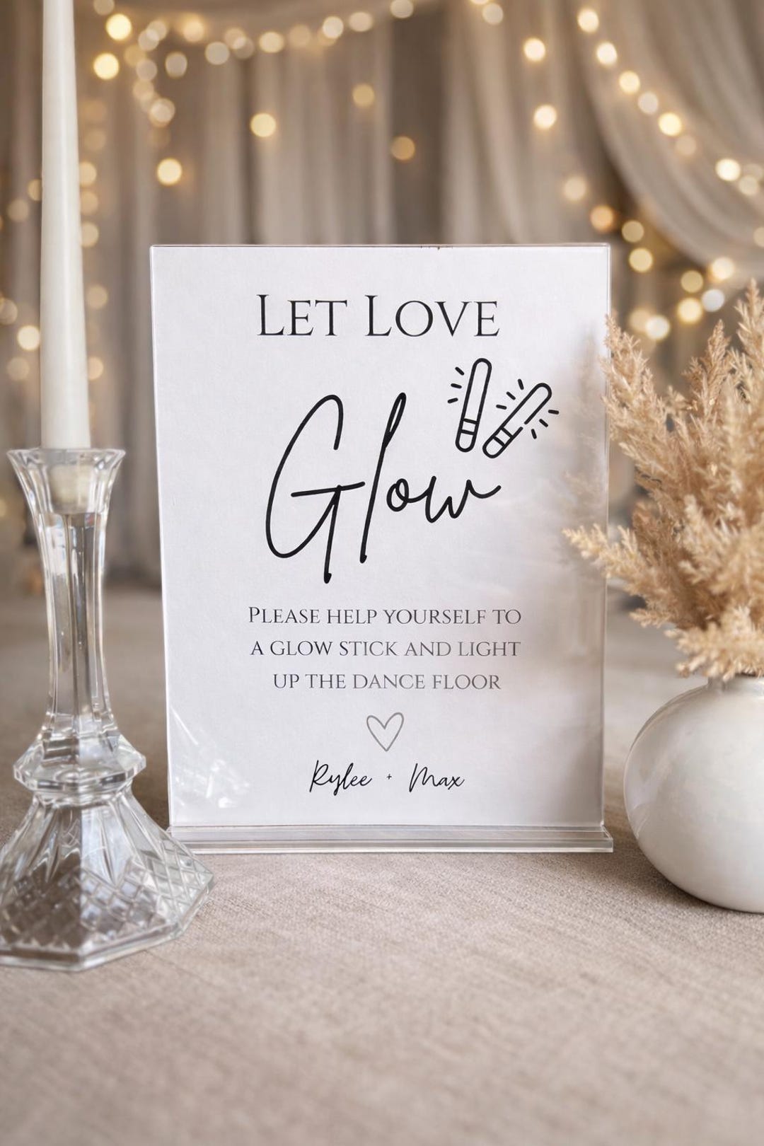 Let Love Glow Wedding Sign: Glow Stick Dance Floor (digital Download ...