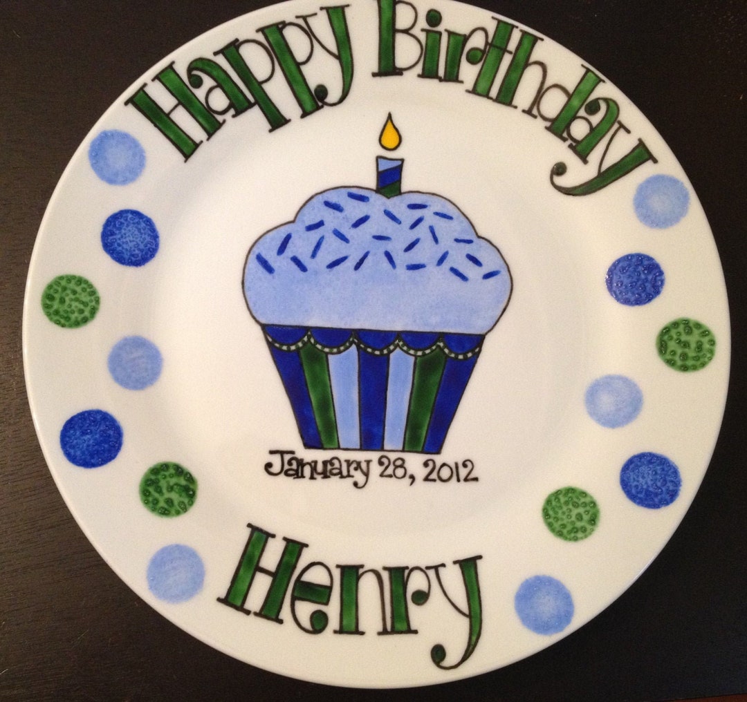 Happy Birthday Plate!! Personalized, Hand Painted Plates!! Perfect for ...