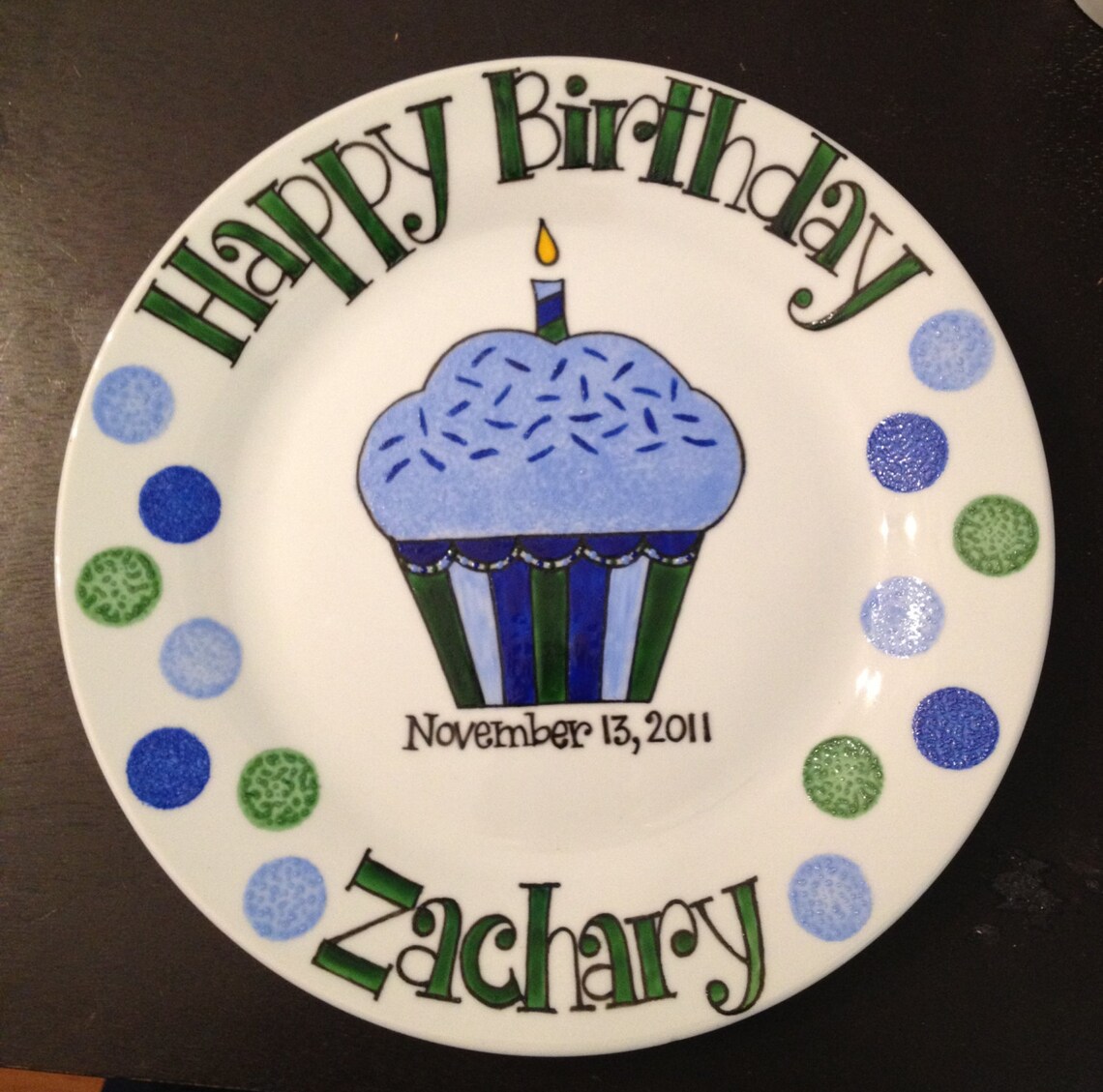 Happy Birthday Plate!! Personalized, Hand Painted Plates!! Perfect for ...