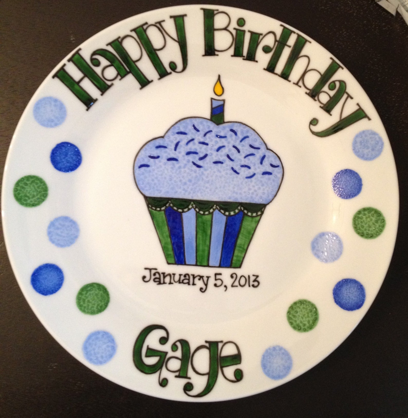 Happy Birthday Plate!! Personalized, Hand Painted Plates!! Perfect for ...