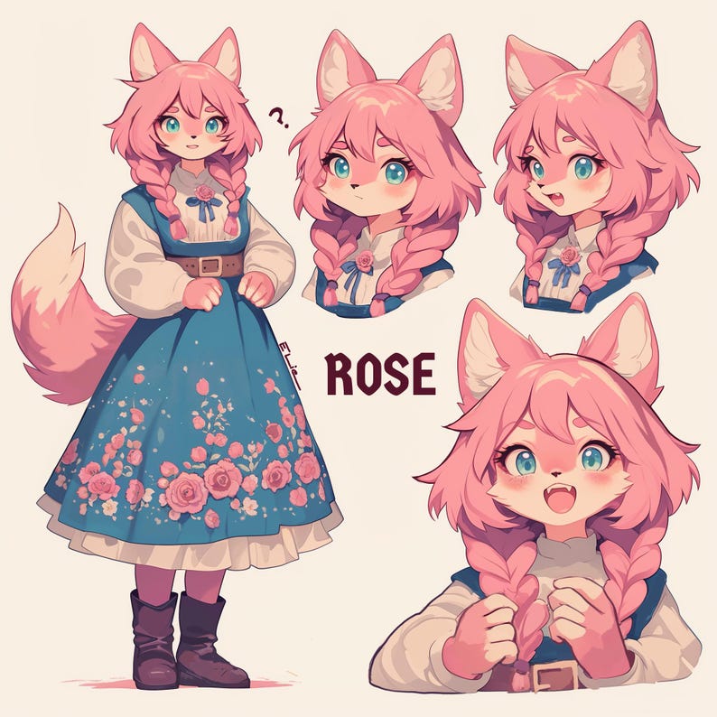 UNIQUE -adopt - Pink - Character Reference Sheet Fursona Furry - Etsy UK