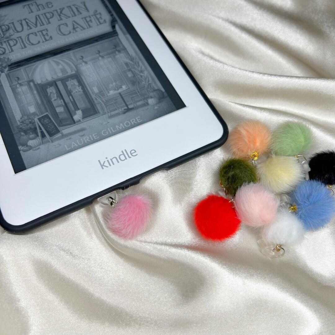 Pompom Dust Plug Phone Charm, Dust Plug for Kindles, E-readers and ...