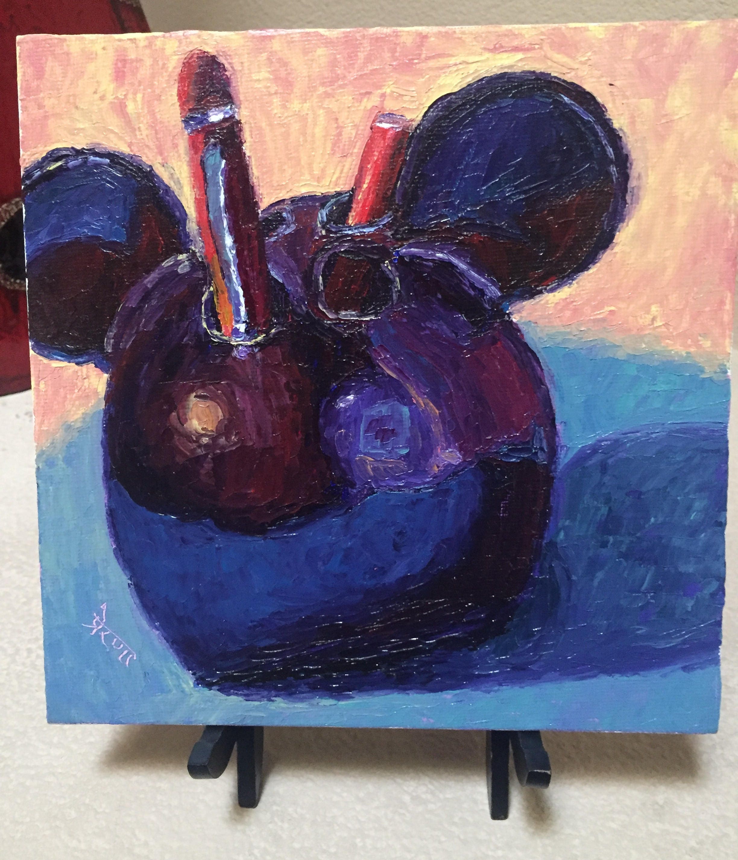 Micky Mouse Penholder - Original 8x8-inch, Palette Knife Oil Painting ...