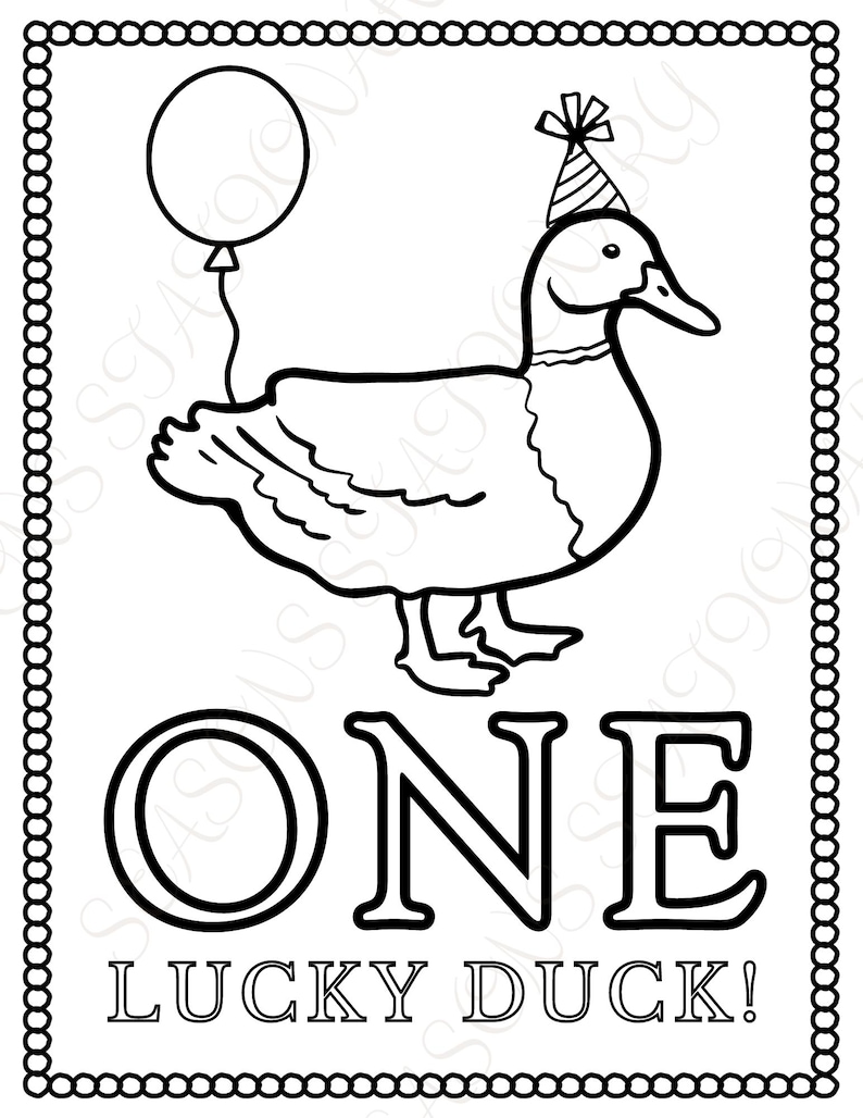 One Lucky Duck Coloring Pages - Etsy