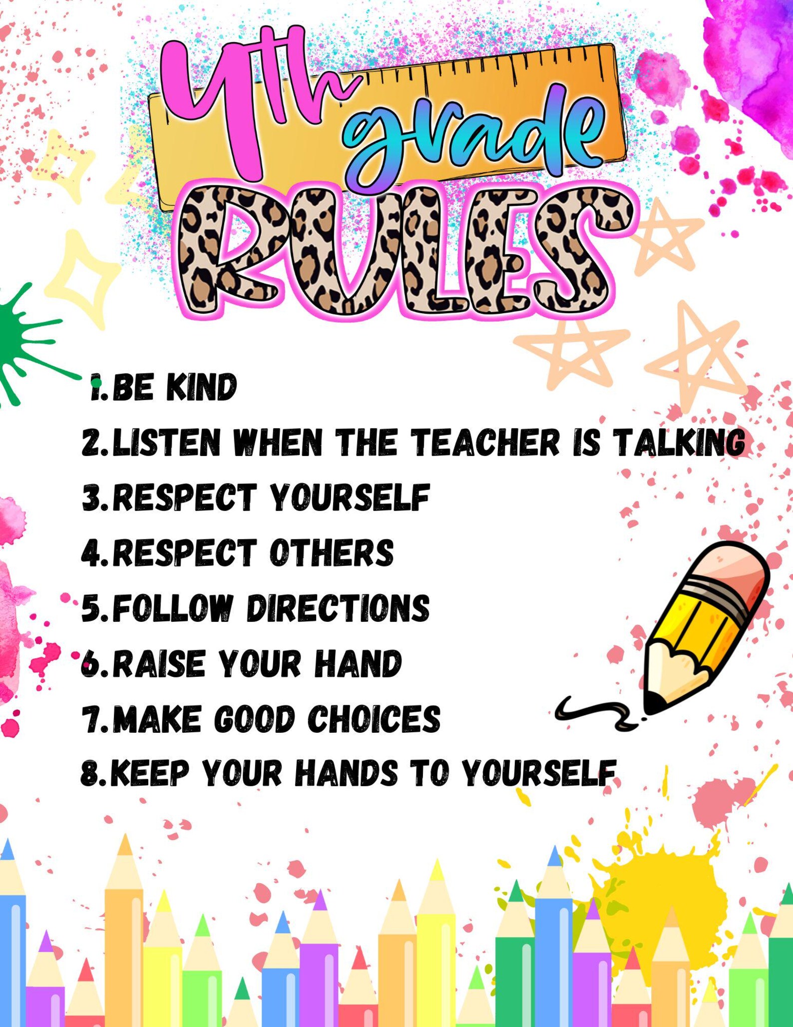 Fourth Grade Classroom Rules - Etsy