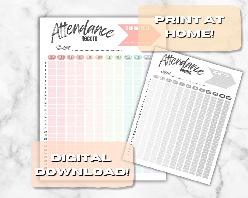 Homeschool Attendance Record Sheet, Student Attendance, Attendance ...