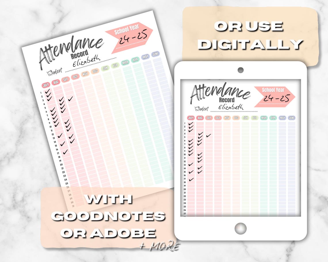 Homeschool Attendance Record Sheet, Student Attendance, Attendance ...