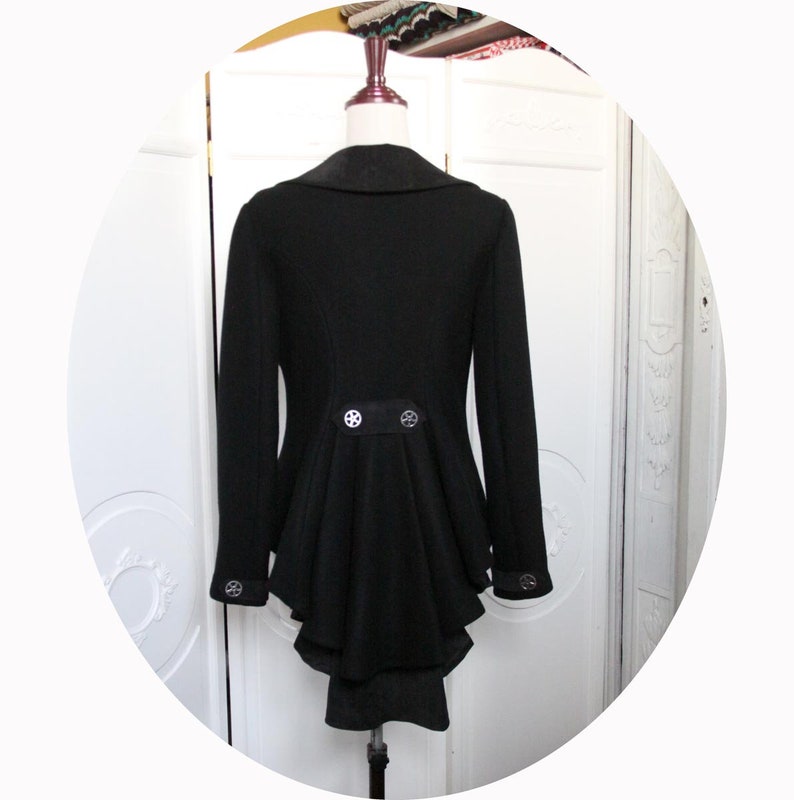 Steampunk jacket with lapels and magpie tail in wool and | Etsy