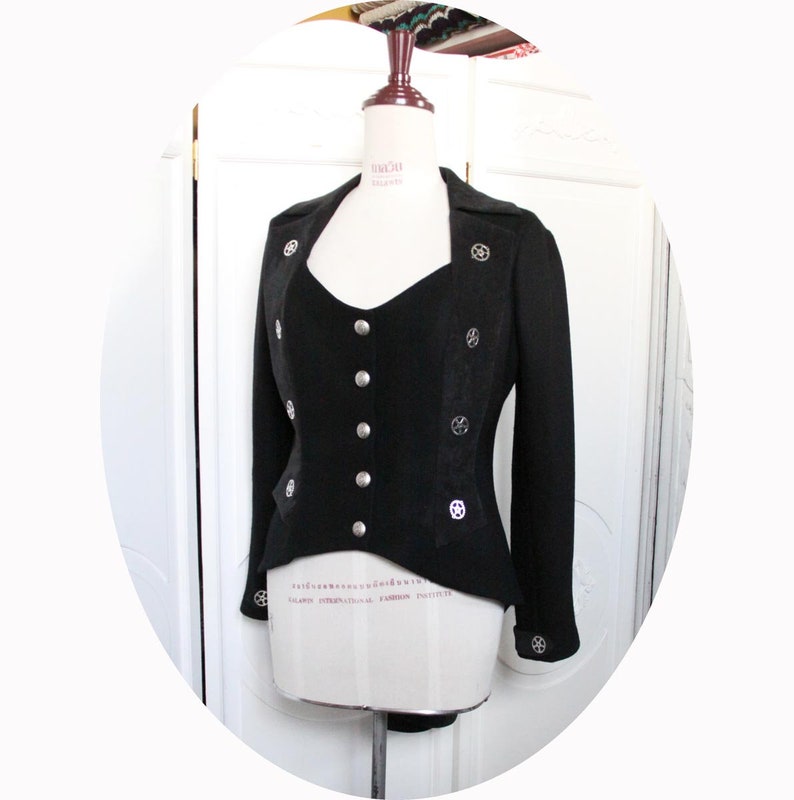 Steampunk jacket with lapels and magpie tail in wool and | Etsy