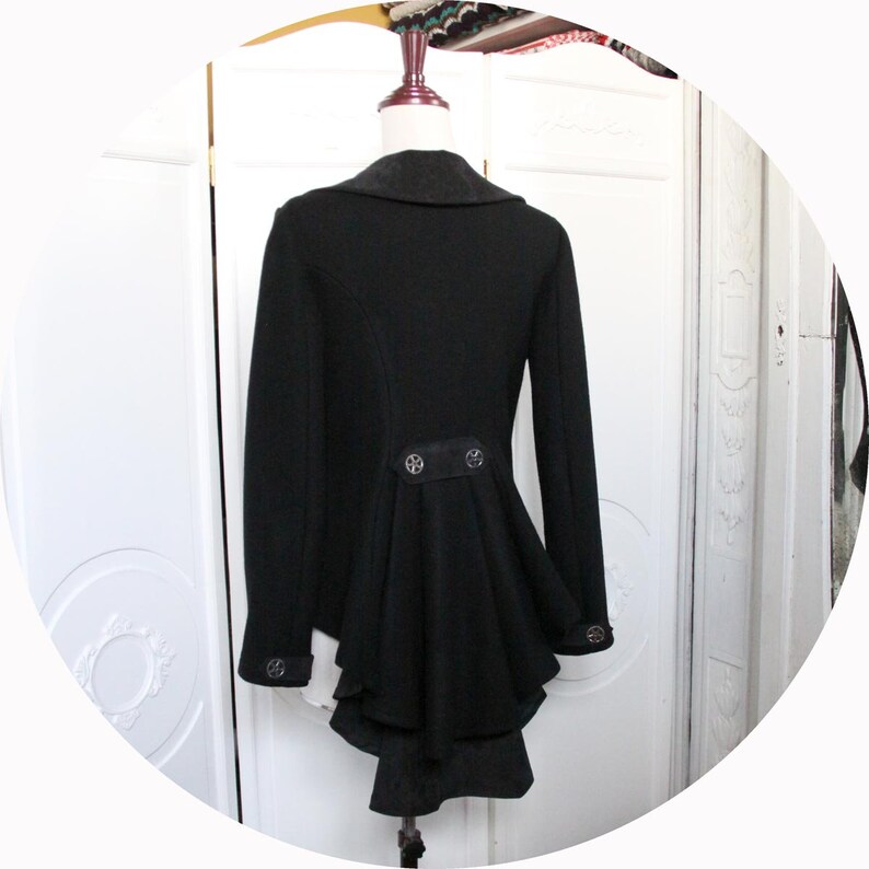 Steampunk jacket with lapels and magpie tail in wool and | Etsy