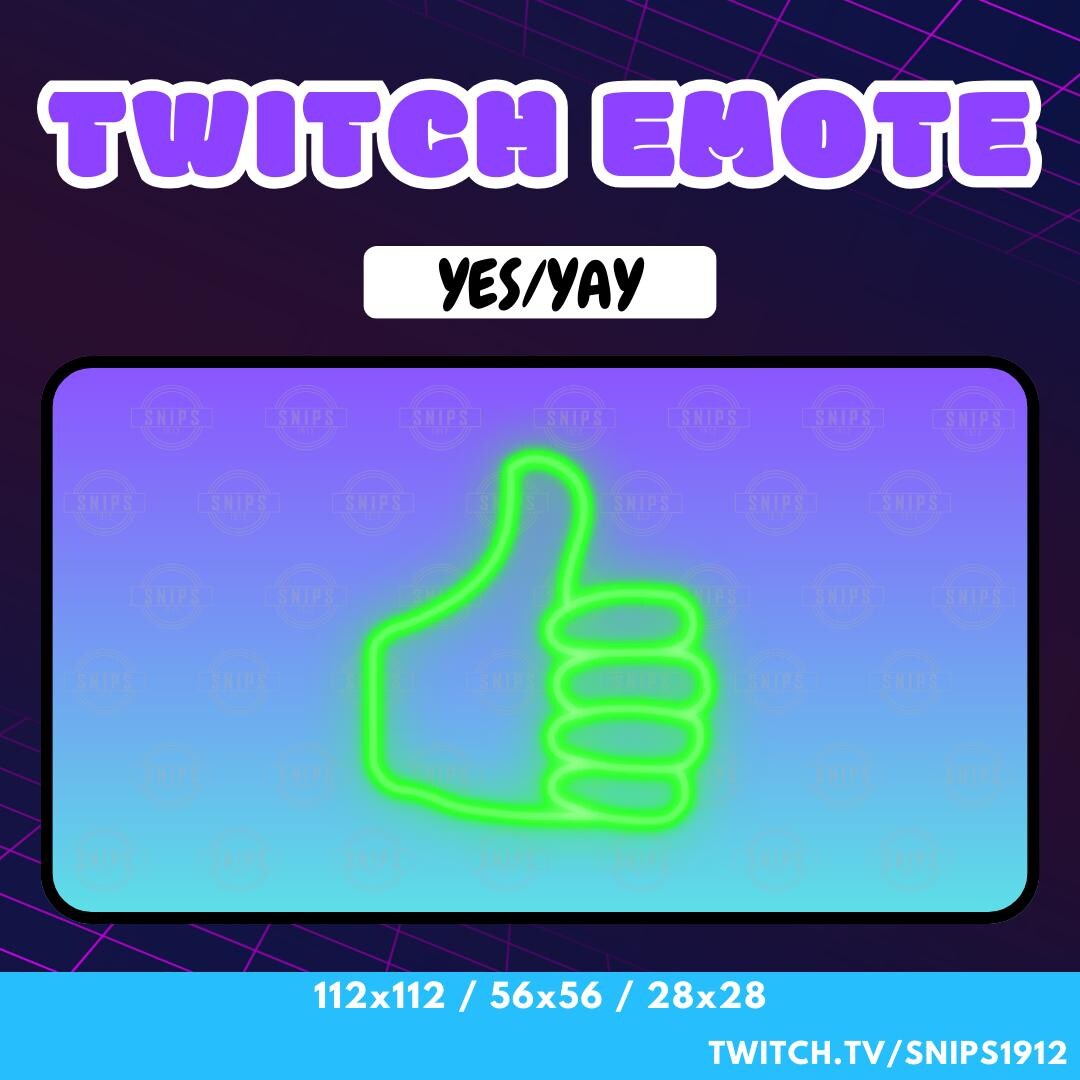 NEON YES Twitch Emote - Twitch and Discord Emote, Thumbs up Emote, YAY ...