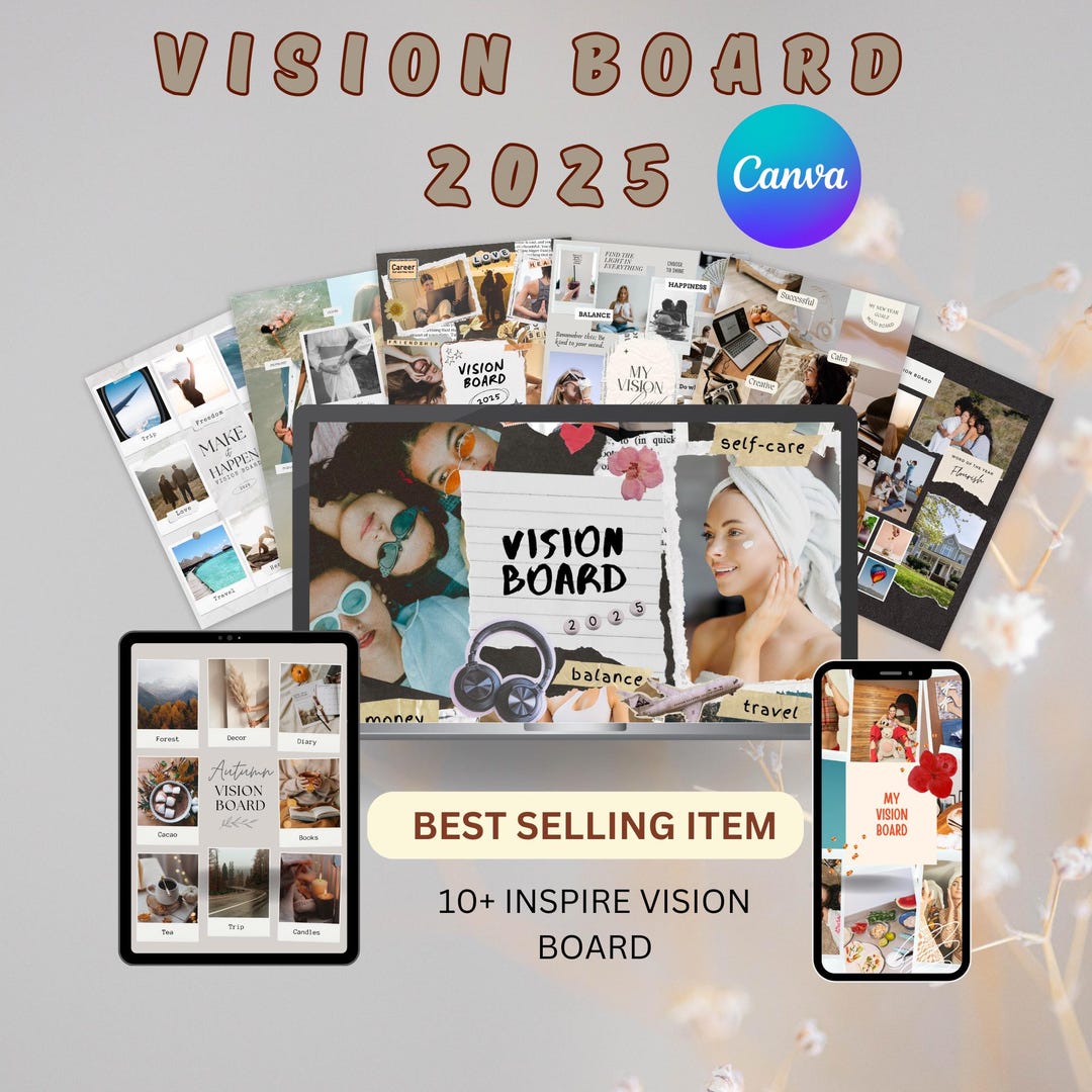 10+ Vision Board, Vision Board 2025 Kit, Inspiration Templates Board ...