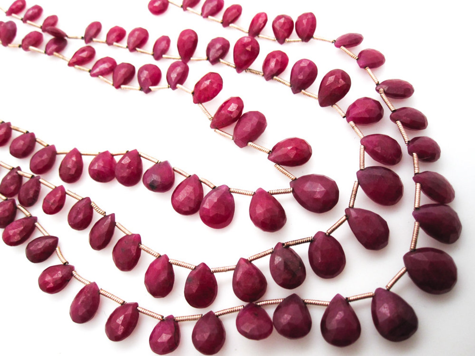 Ruby Briolettes Natural Ruby Beads Faceted Ruby Beads Ruby - Etsy