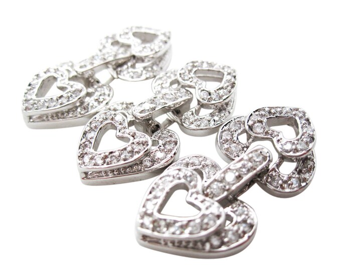 Heart Clasp 18K White Goldplated Fold Over Clasp Cubic - Etsy