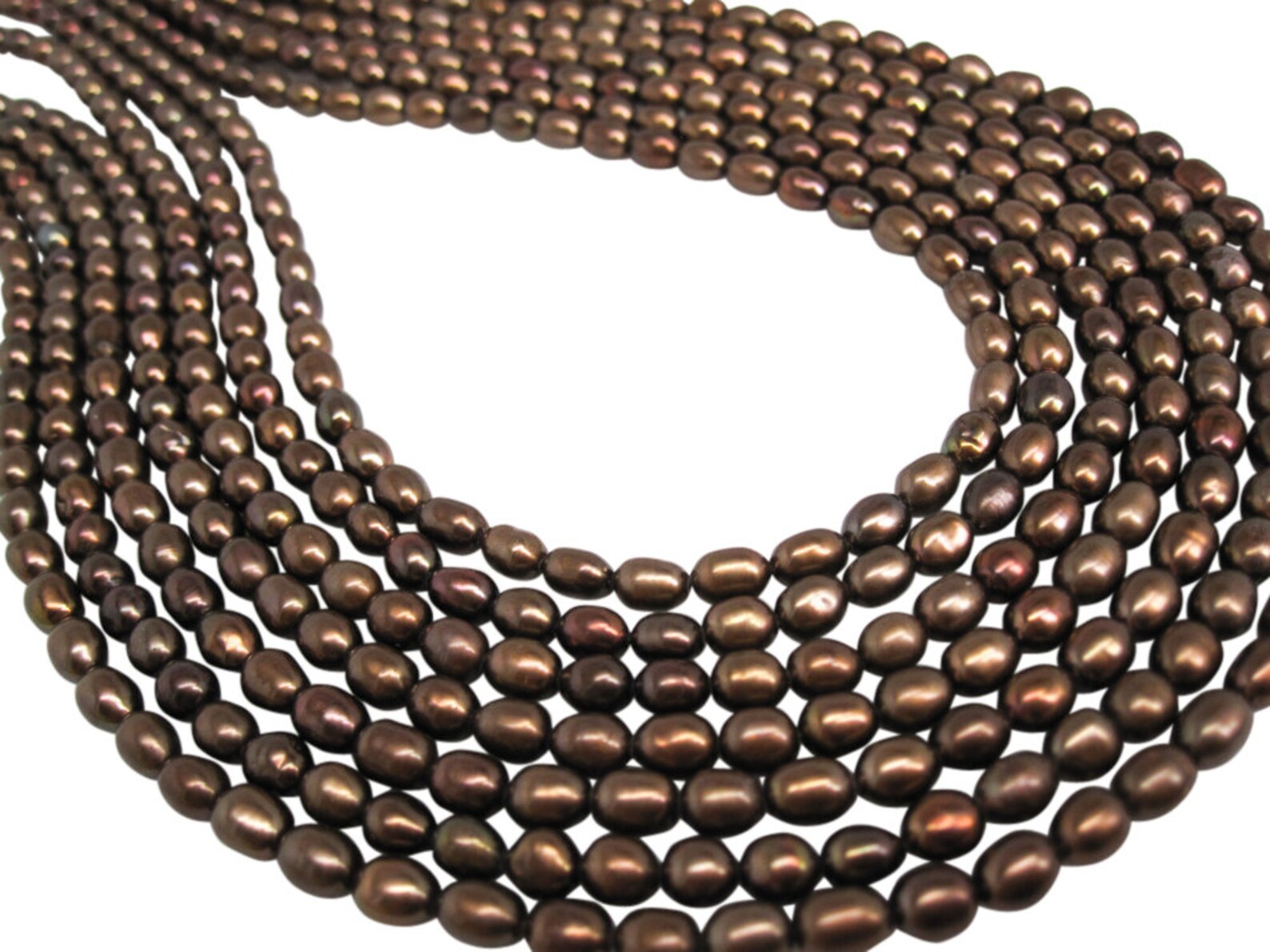 Bronze Pearls, Bronze Color Freshwater Pearls, Rice Shape, Bronze, SKU ...