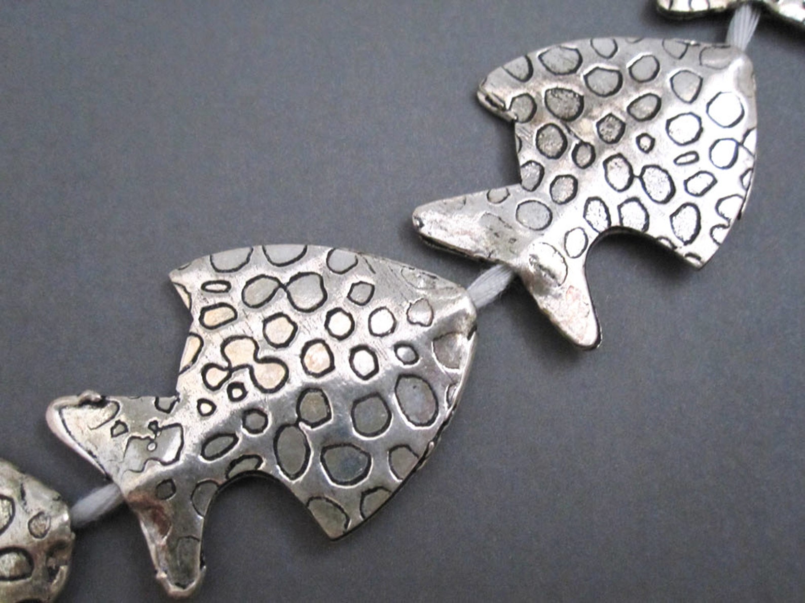 Silver Fish Beads Sterling Silver Fish Carved Silver Fish - Etsy