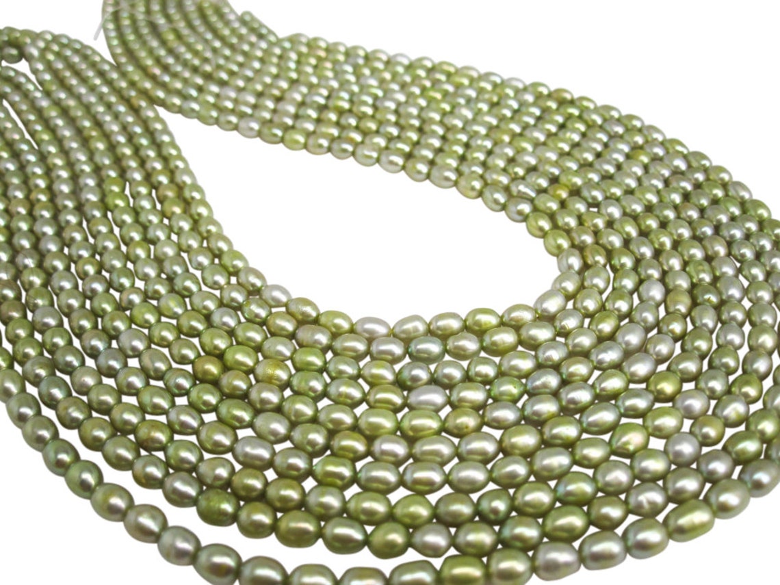Green Pearls Lime Green Pearls Freshwater Pearls Rice | Etsy