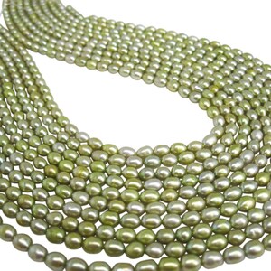 Green Pearls, Lime Green Pearls, Freshwater Pearls, Rice Shape, SKU ...