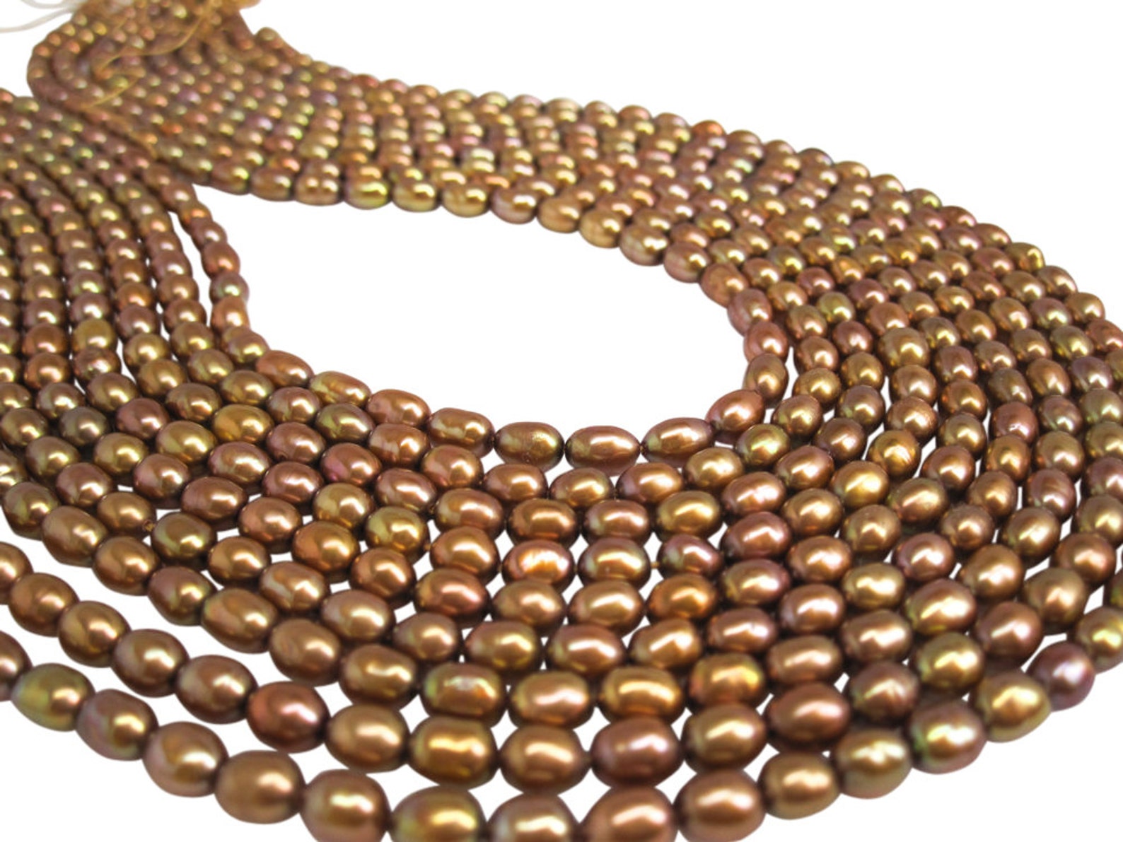 Copper Pearls Copper Color Freshwater Pearls Rice Shape SKU - Etsy