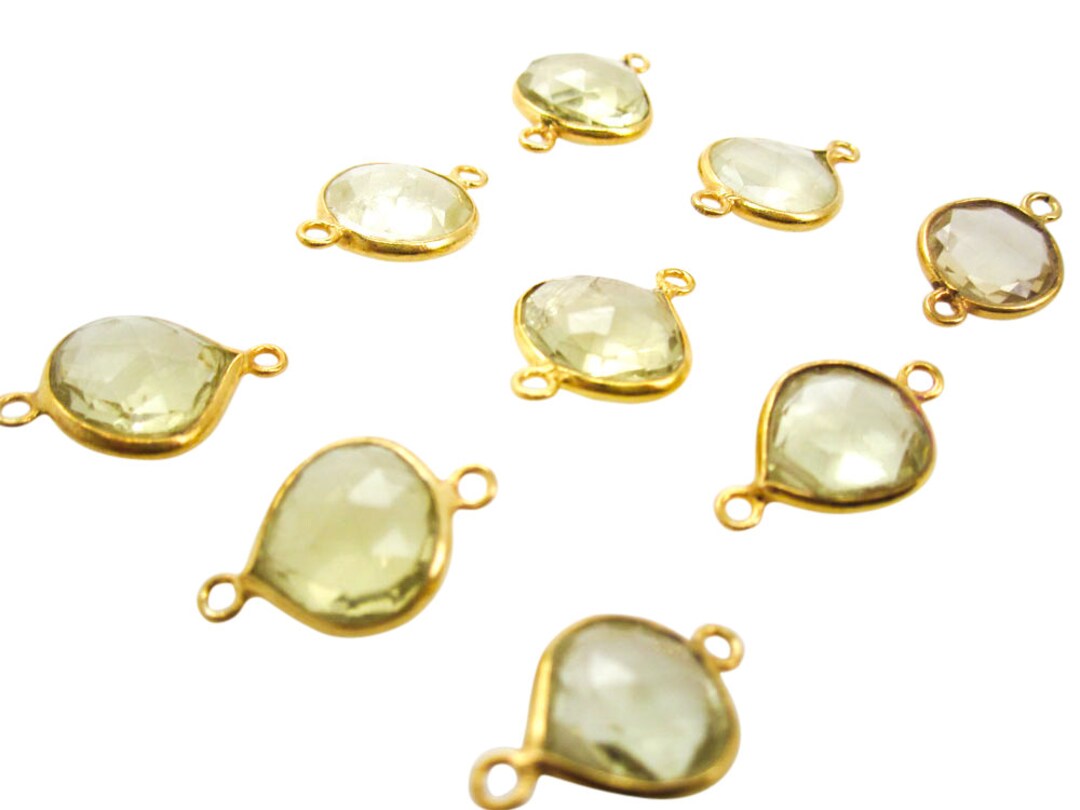 Yellow Topaz Connectors Lemon Topaz Drop 22KT Gold Vermeil Over 925 ...