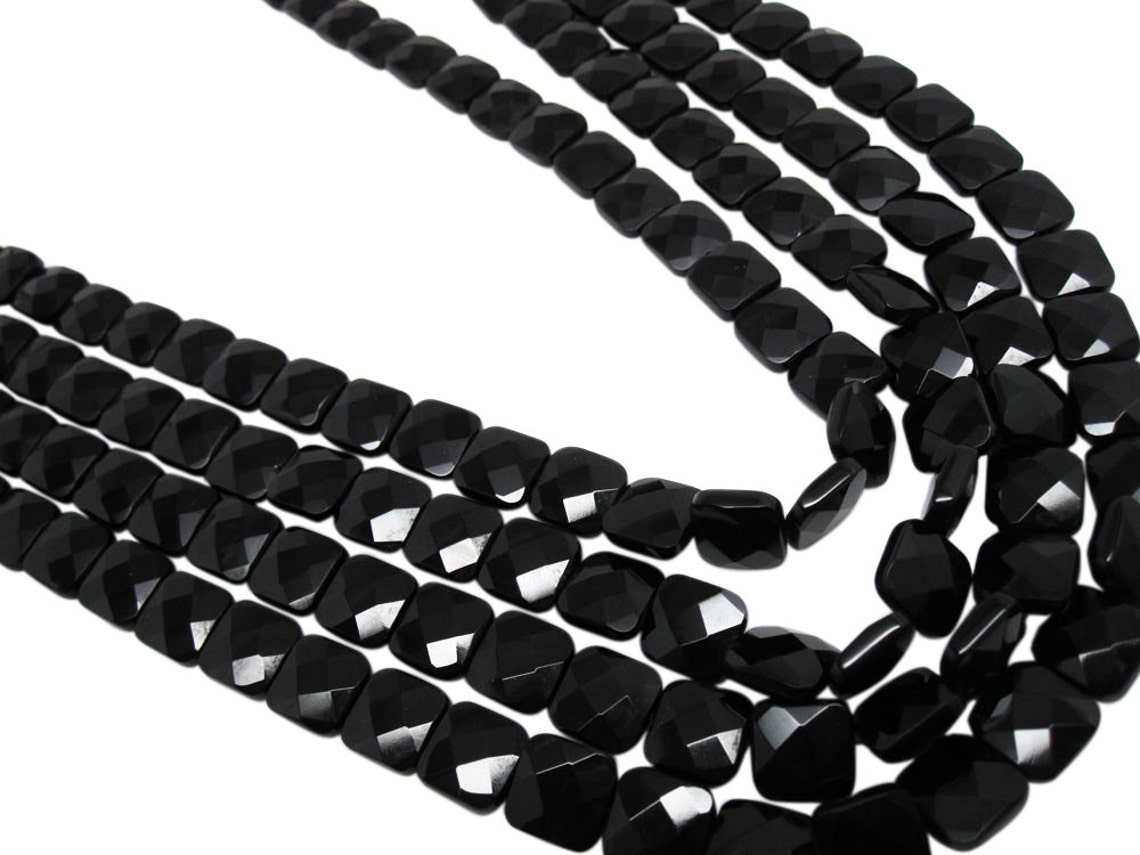 Black Onyx Beads | 12mm | Faceted Cushion | Onyx Beads | SKU 4073A - Etsy