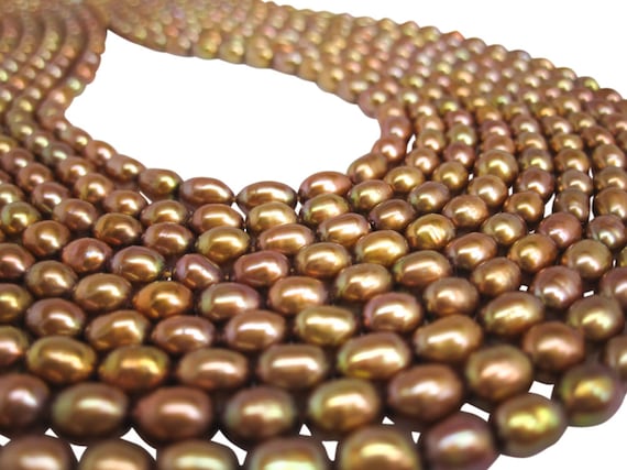 Copper Pearls Copper Color Freshwater Pearls Rice Shape SKU - Etsy