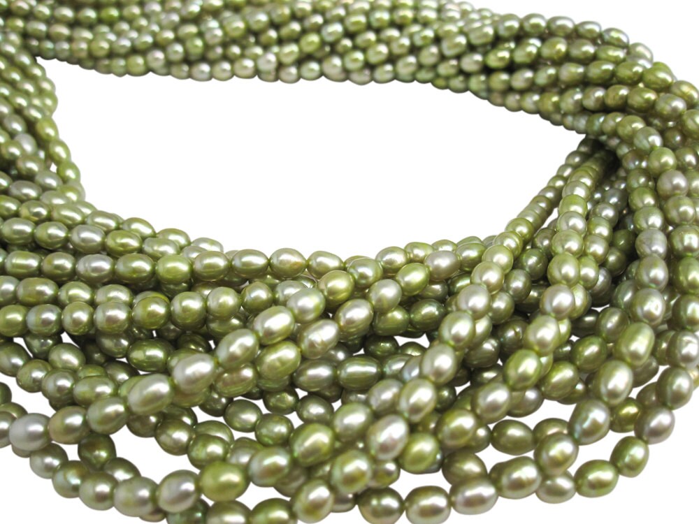 Green Pearls Lime Green Pearls Freshwater Pearls Rice - Etsy