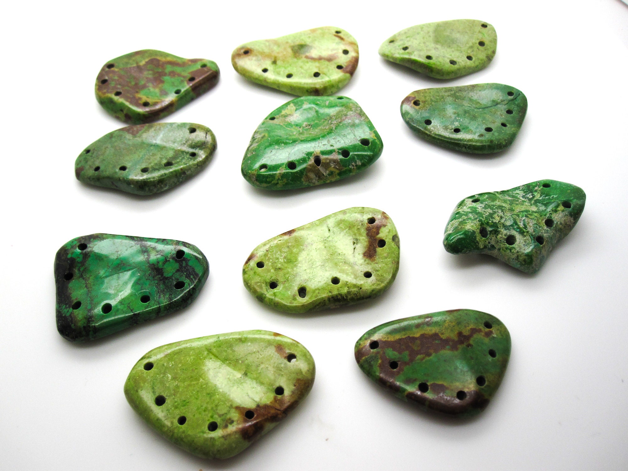 Turquoise Pendant, Green Turquoise, Multi Holes Drilled, SKU 5258 - Etsy