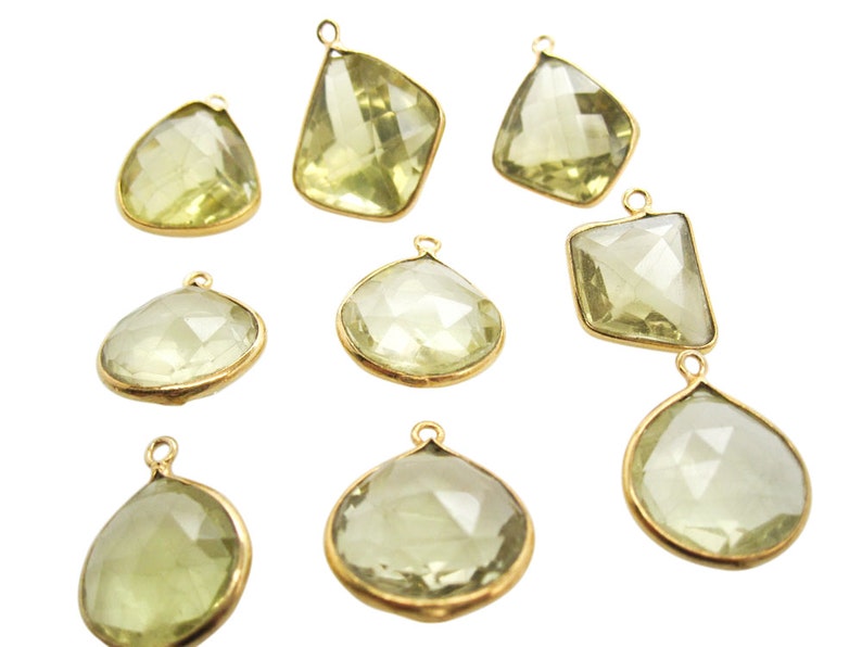Yellow Topaz Connectors Lemon Topaz Drop 22KT Gold Vermeil - Etsy