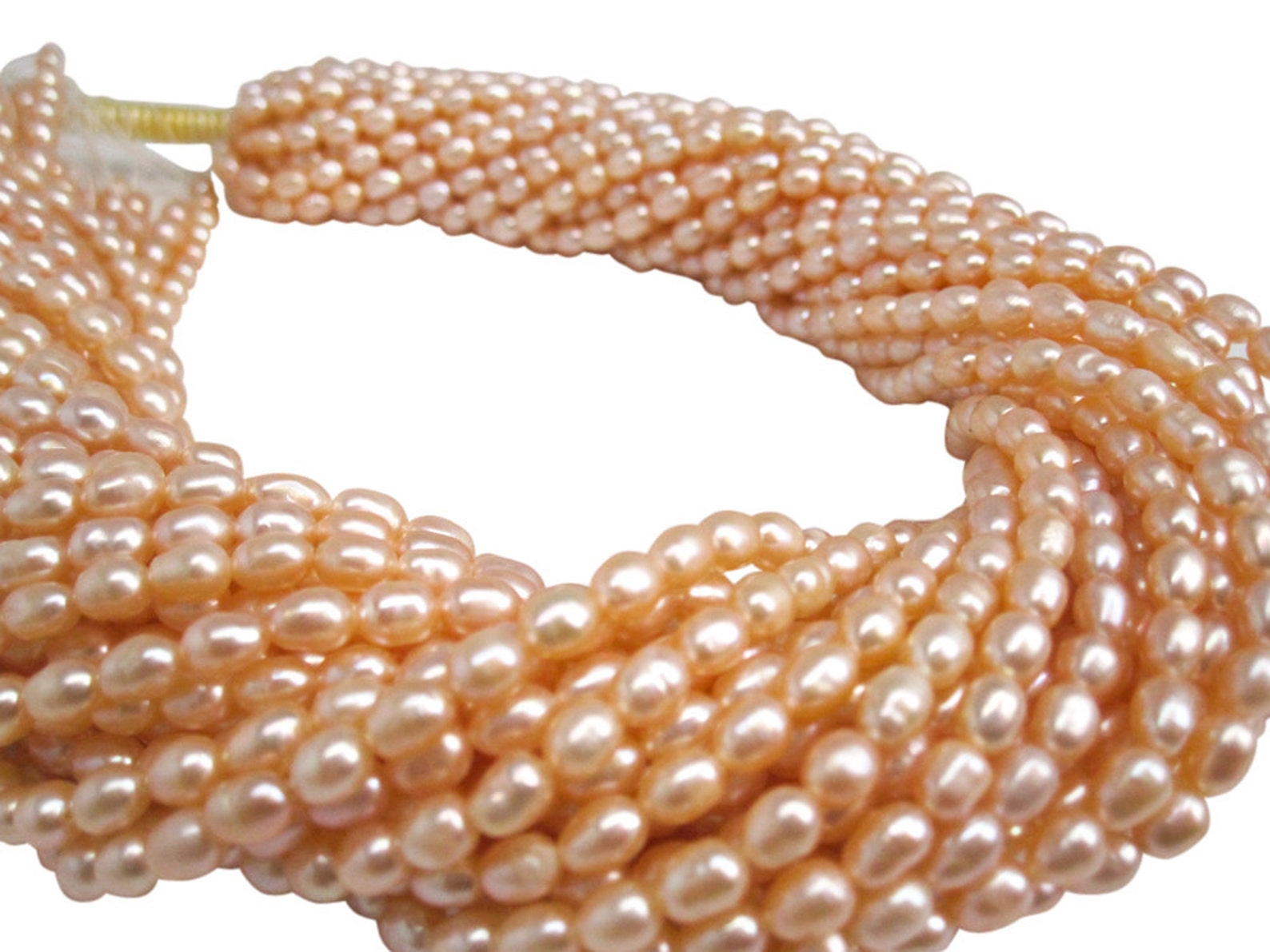Peach Pearls Peach Color Freshwater Pearls Rice Shape SKU - Etsy
