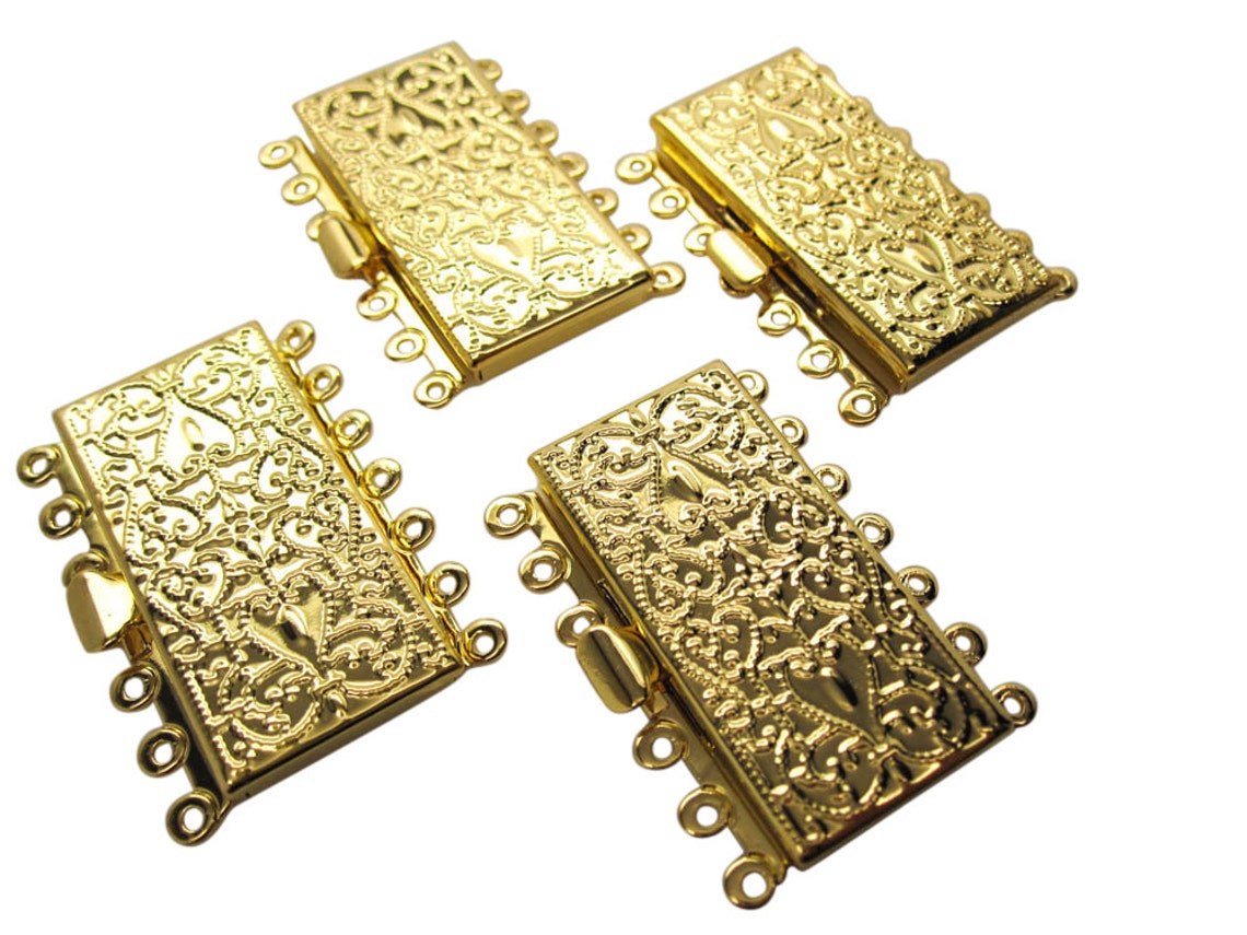 7 Strand Clasp Multi Strand Clasp Brass Box Clasp Rectangle - Etsy