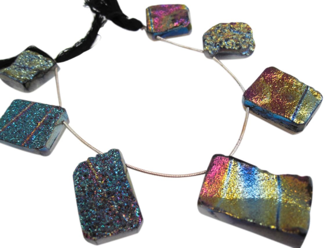 Druzy Beads Drusy Titanium Druzy Beads Briolettes Titanium - Etsy