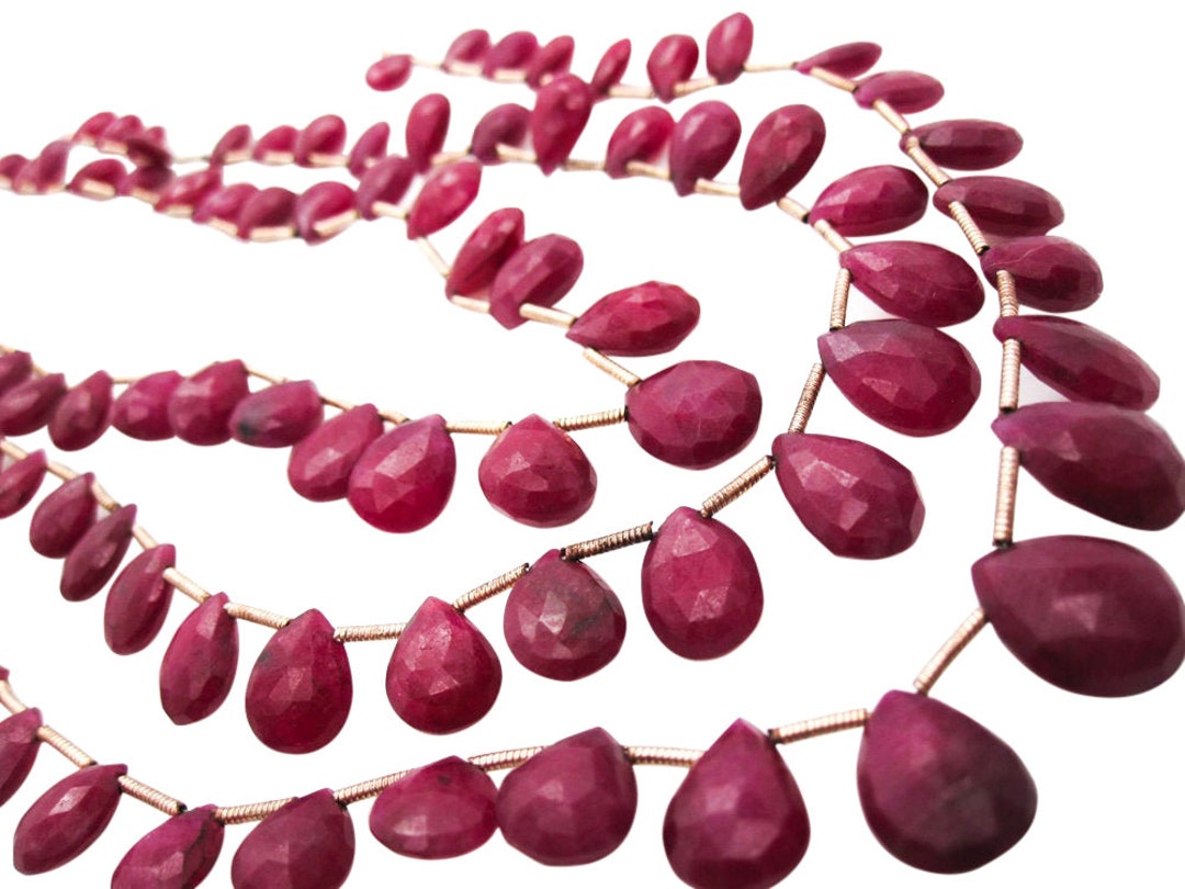Ruby Briolettes, Natural Ruby Beads, Faceted Ruby Beads, Ruby Beads ...
