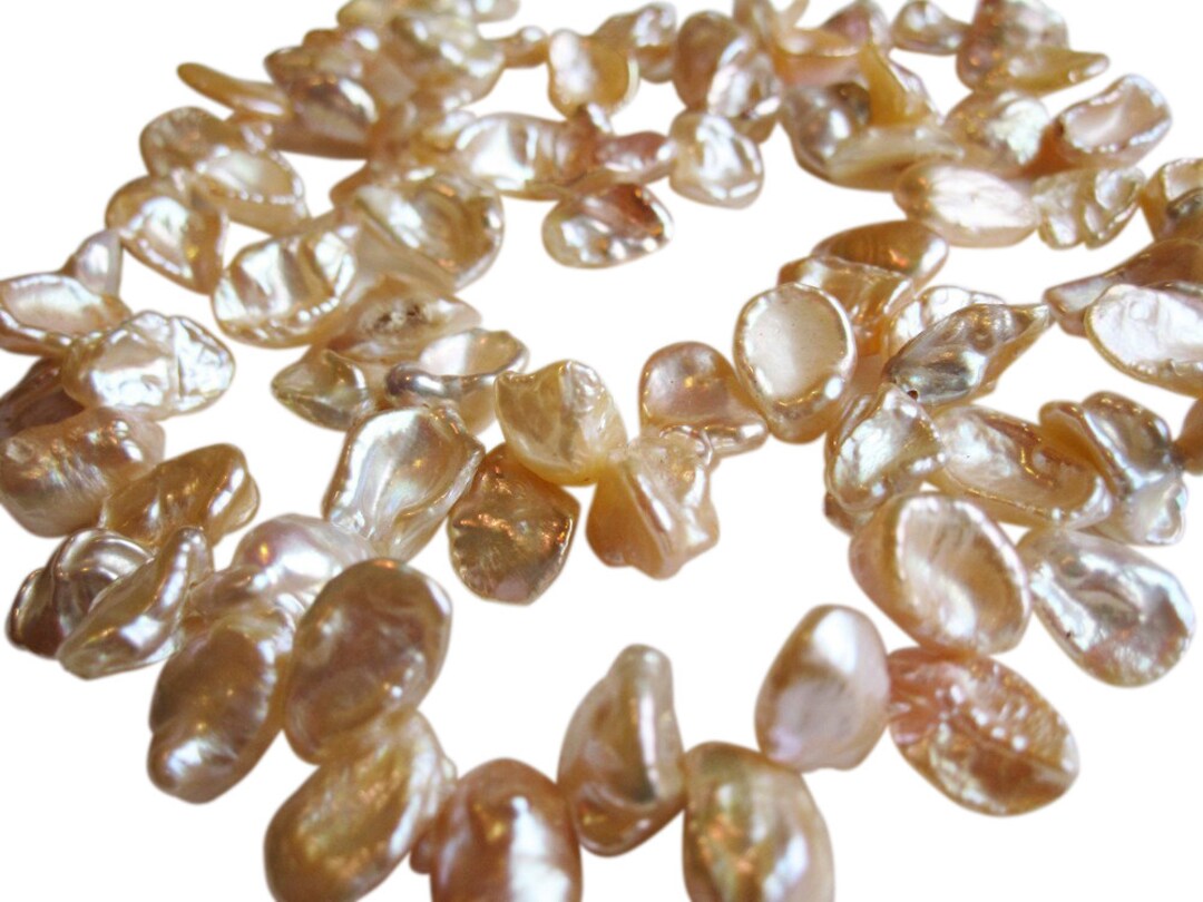 Keishi Pearls Freshwater Peach Color Cornflake, Peach Keshi Pearls, SKU ...