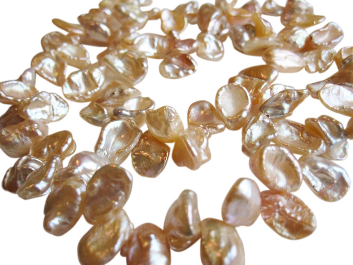 Keishi Pearls Freshwater Peach Color Cornflake Peach Keshi | Etsy