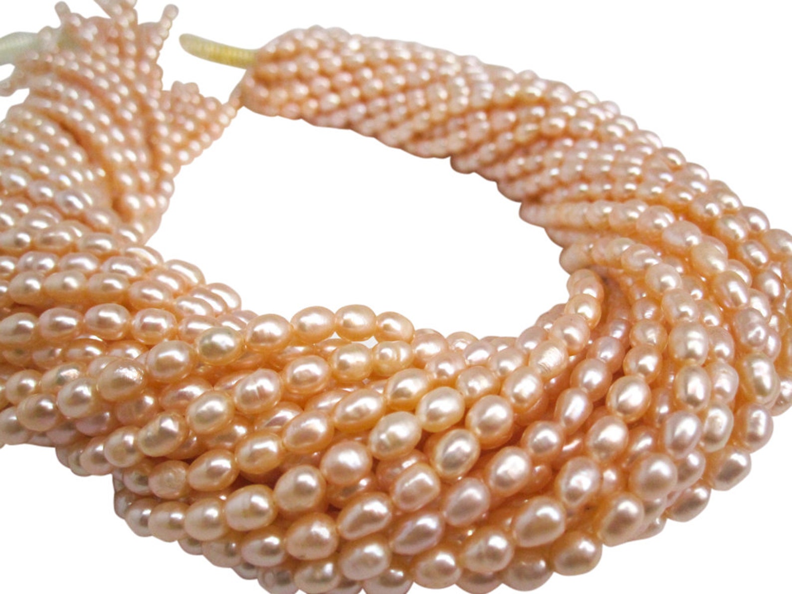 Peach Pearls | Peach Color Freshwater Pearls | Rice Shape | SKU 4732 - Etsy