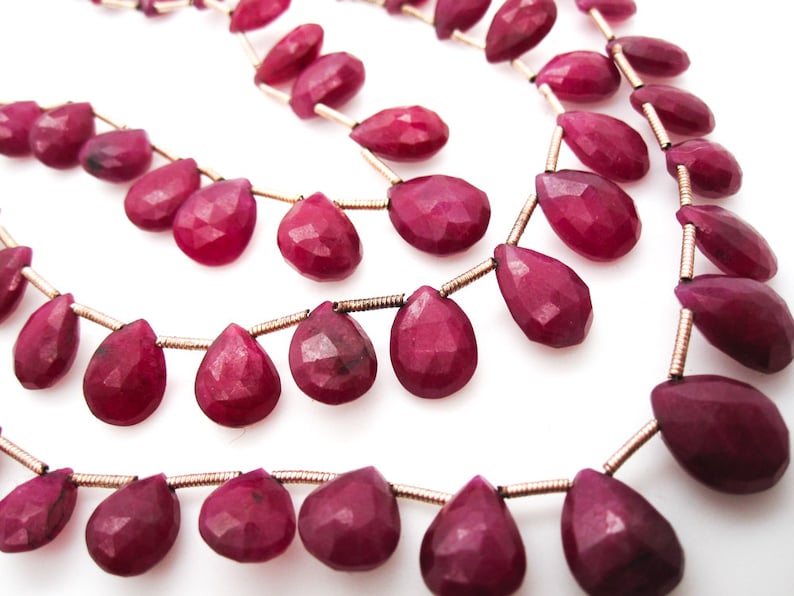 Ruby Briolettes Natural Ruby Beads Faceted Ruby Beads Ruby - Etsy