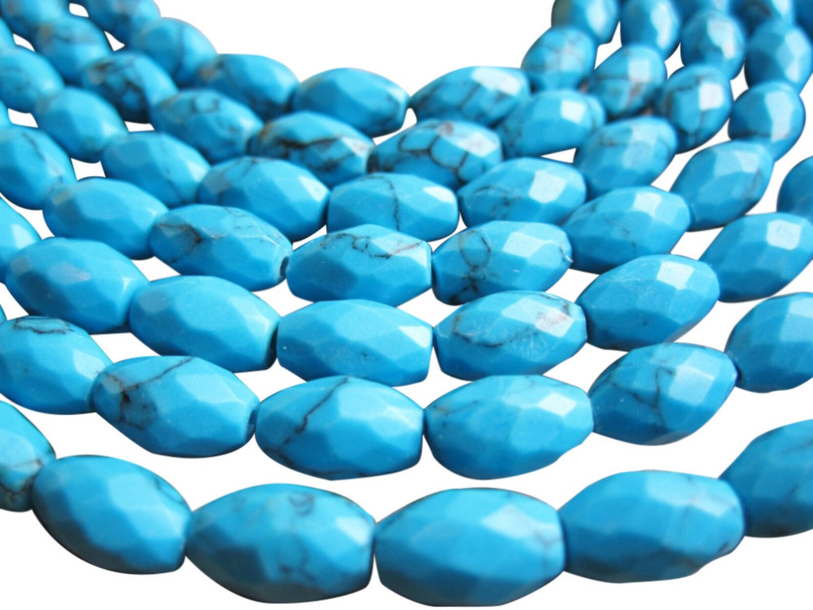 Turquoise Howlite Beads, Blue Howlite Beads, Faceted Rice, 6mm X 9mm ...